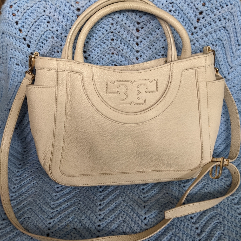 Tory Burch Small Satchel In New Ivory Color - Gem